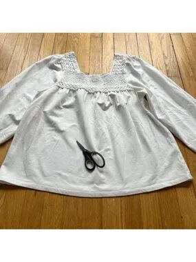 hinge | Tops | Smocked Crochet Peasant Blouse Hinge Size M White Long ...